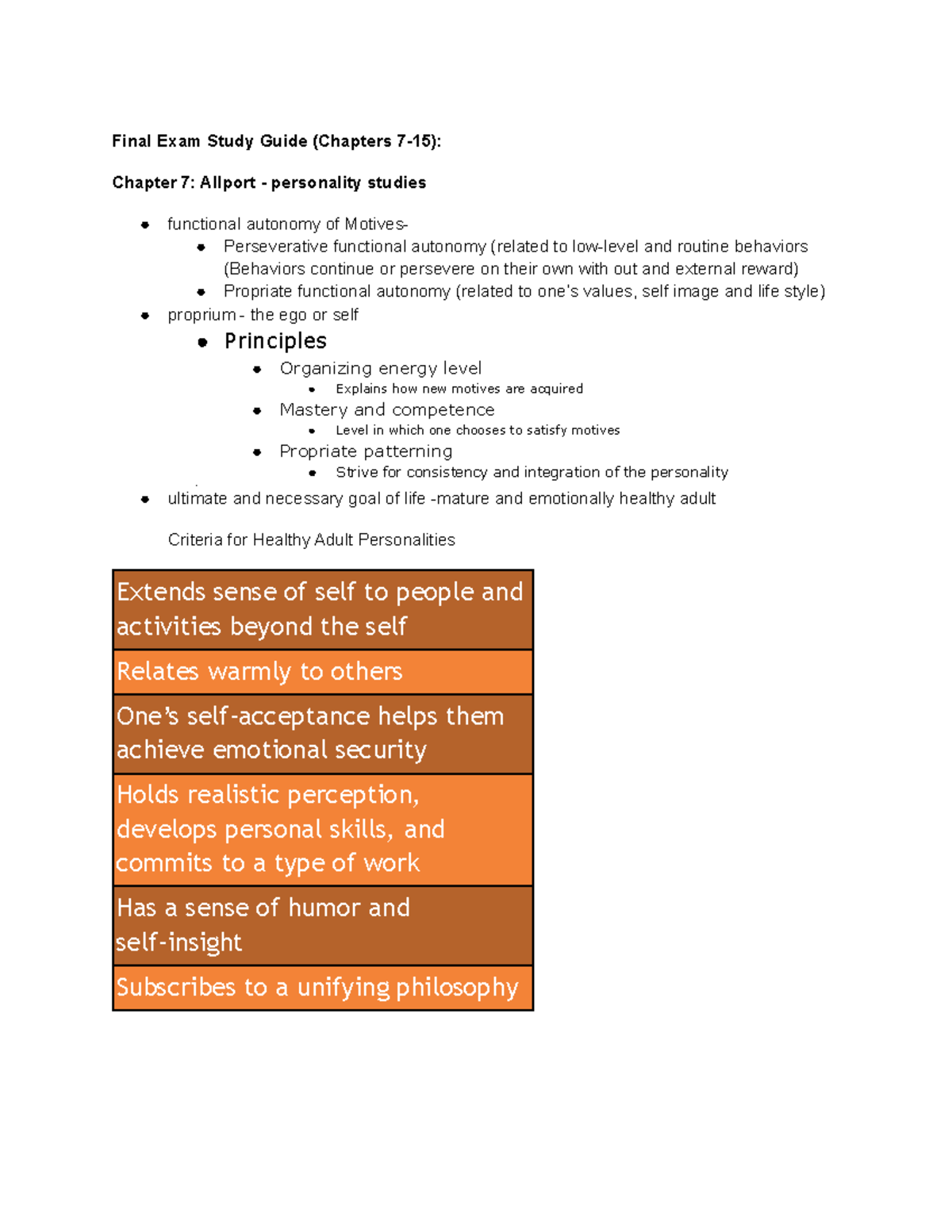 Psy 356 study guide - notes - Final Exam Study Guide (Chapters 7-15 ...