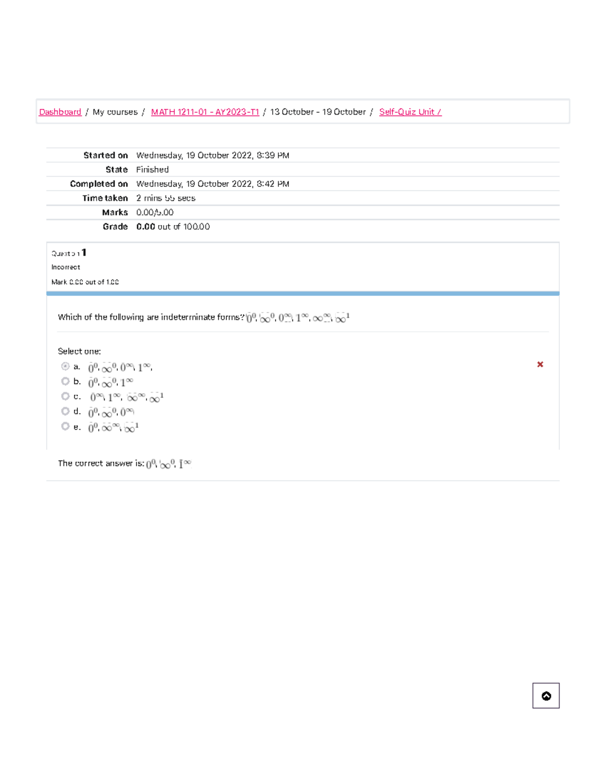 Self Quiz Unit 7 Attempt Review Started On Wednesday 19 October 2022 8 39 Pm State Finished
