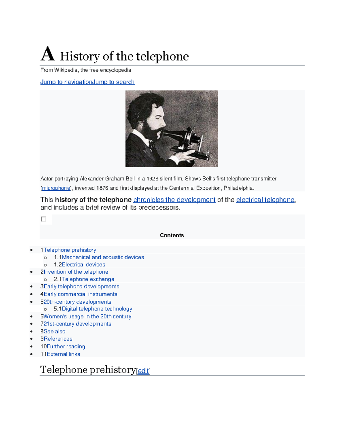 A History of the telephone - Shows Bell's first telephone transmitter ...