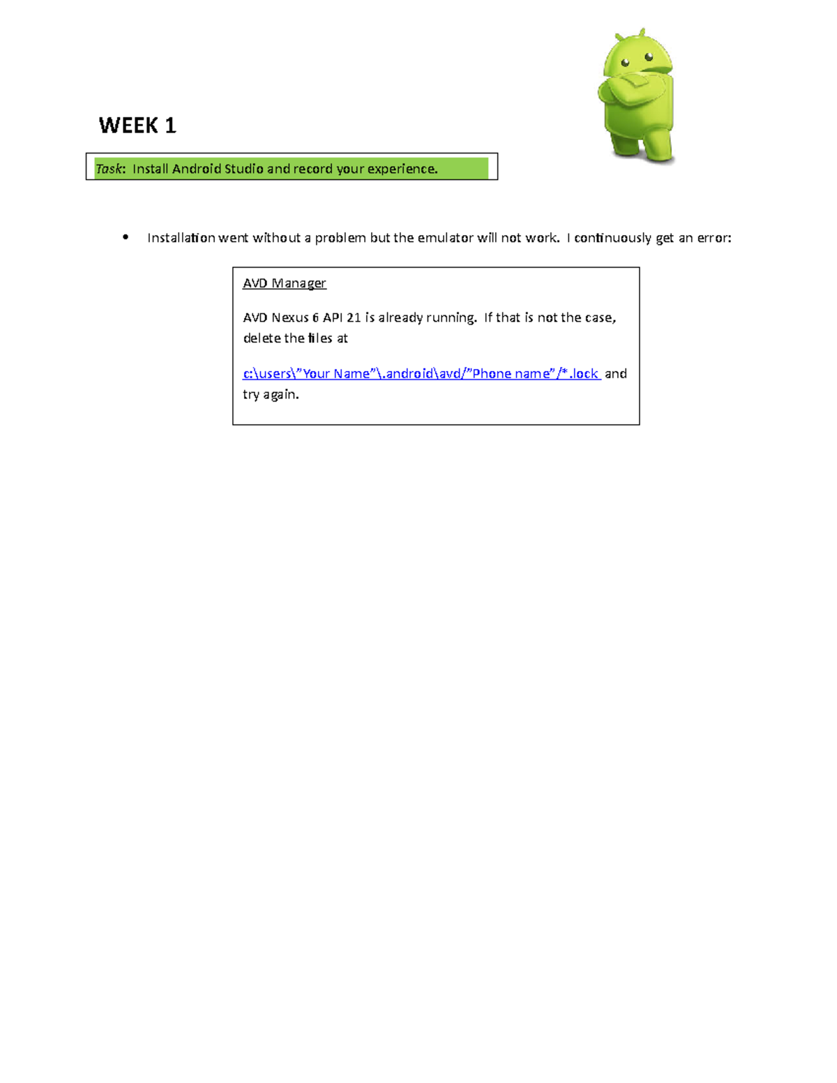 Android Studio Installation and Emulator Troubleshooting - Studocu