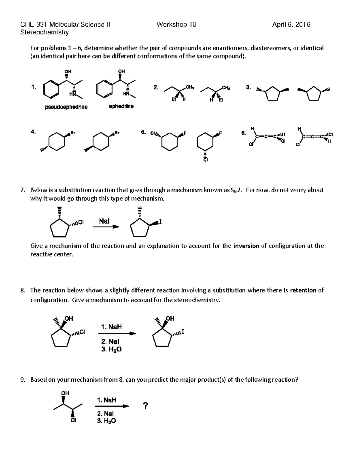Assignment 10 Stereochemistry Warning Tt Undefined Function 22 Warning Tt Undefined