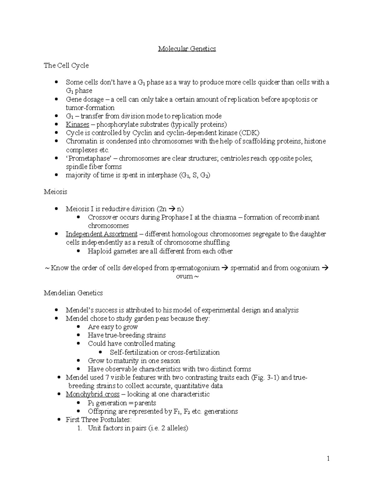 Genetics: Cell Cycle Meiosis Mendelian Genetics Pedigree Analysis ...