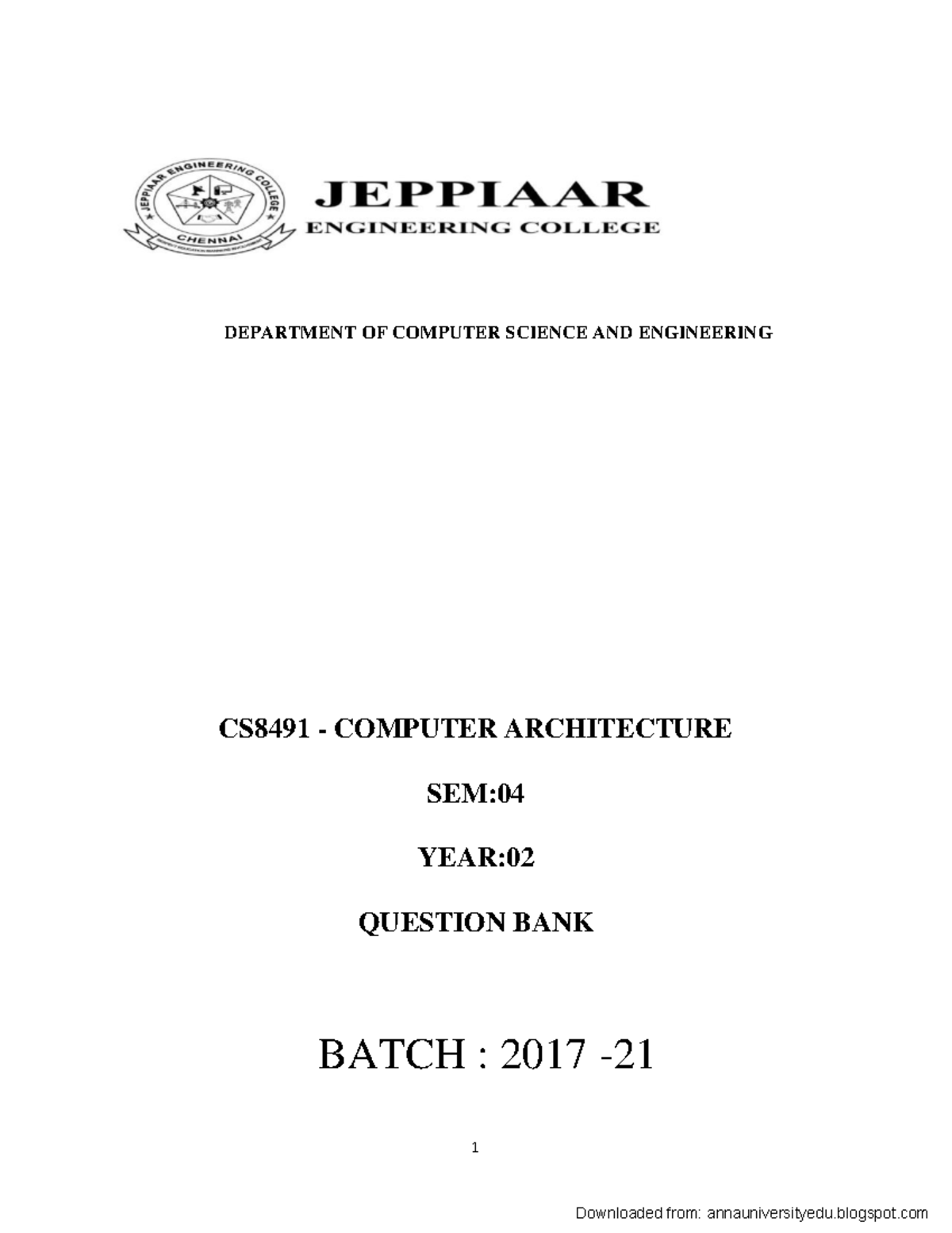CS8491 Computer Architecture QBank (Downloaded from annauniversityedu ...