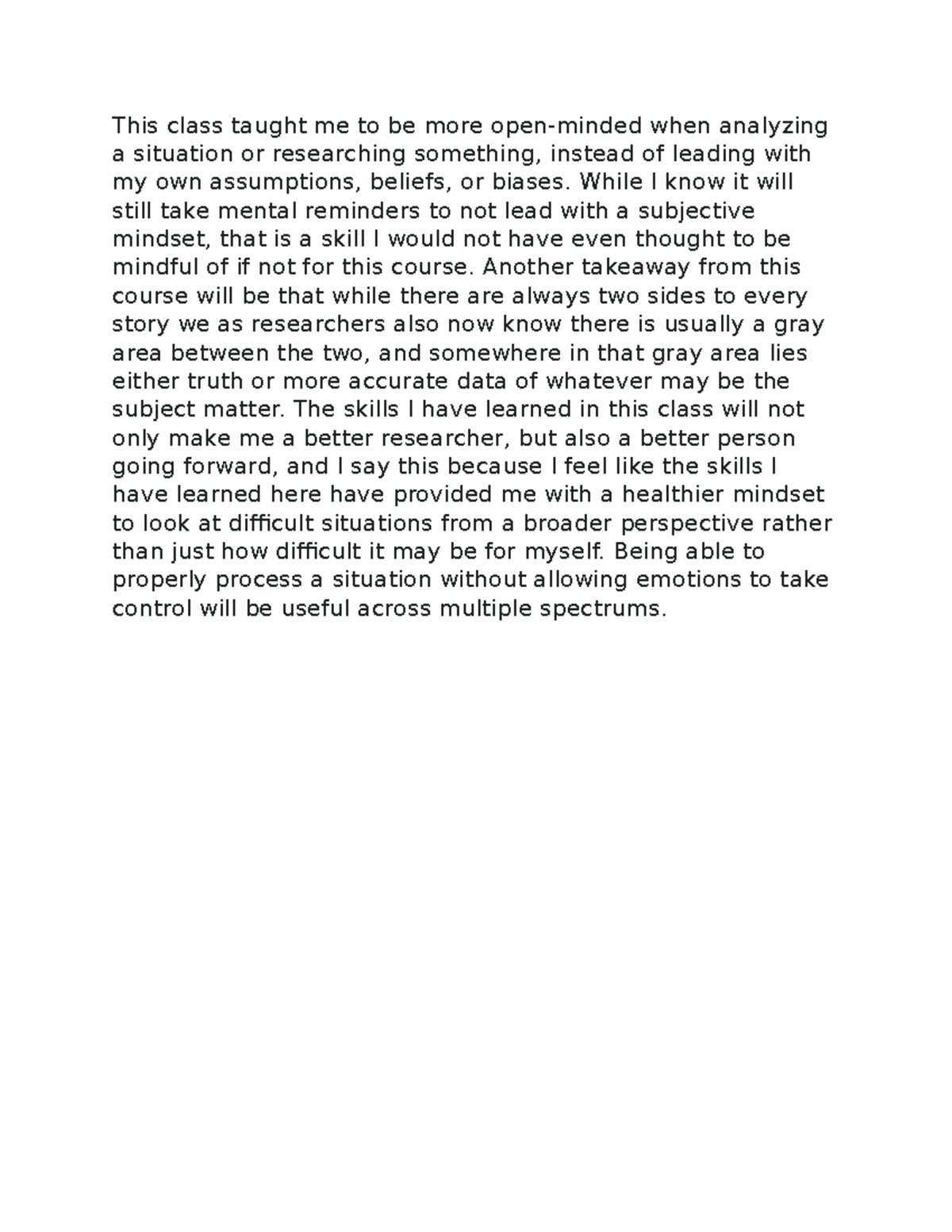 Module Eight Discussion Post - This class taught me to be more open ...