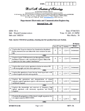 DC module 1 - notes - MODULE 1 Define Hilbert Transform. List some ...