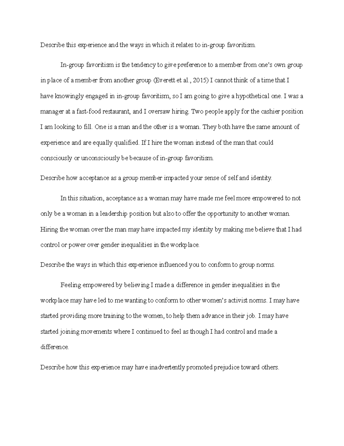 PSY 355 Module 3-2 - ... - Describe this experience and the ways in ...