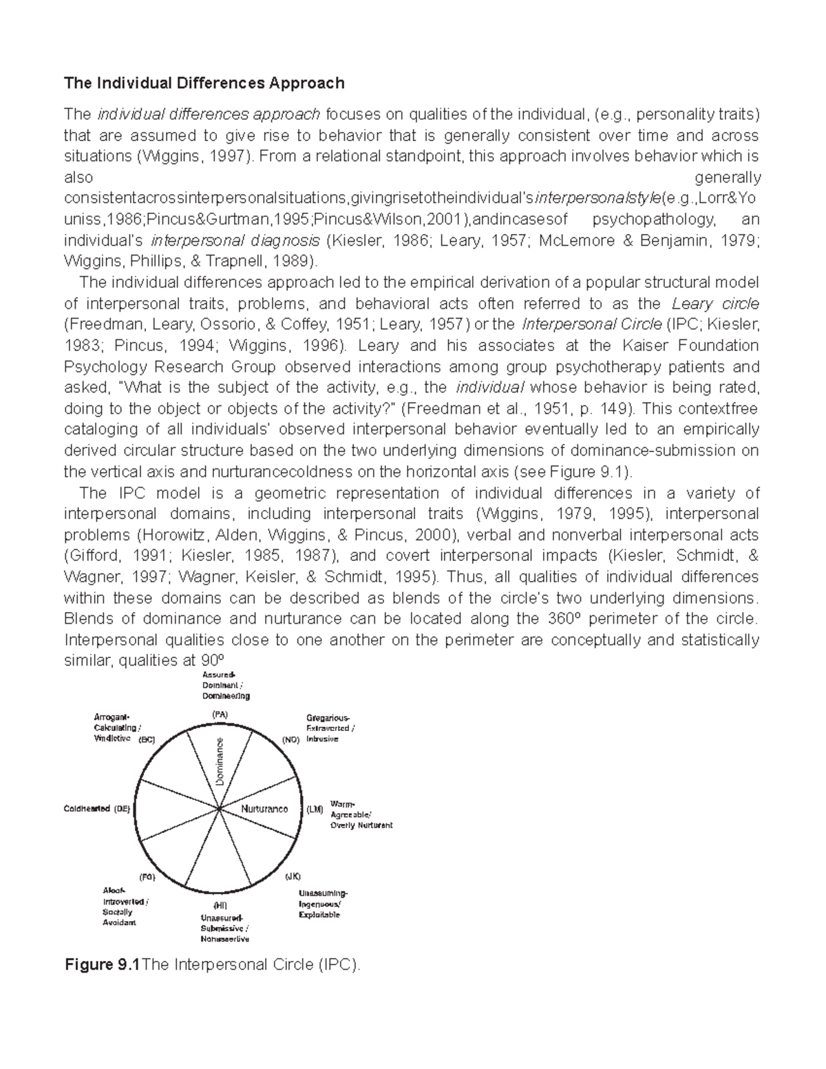 Interpersonal Theory of Personality - The Individual Differences ...