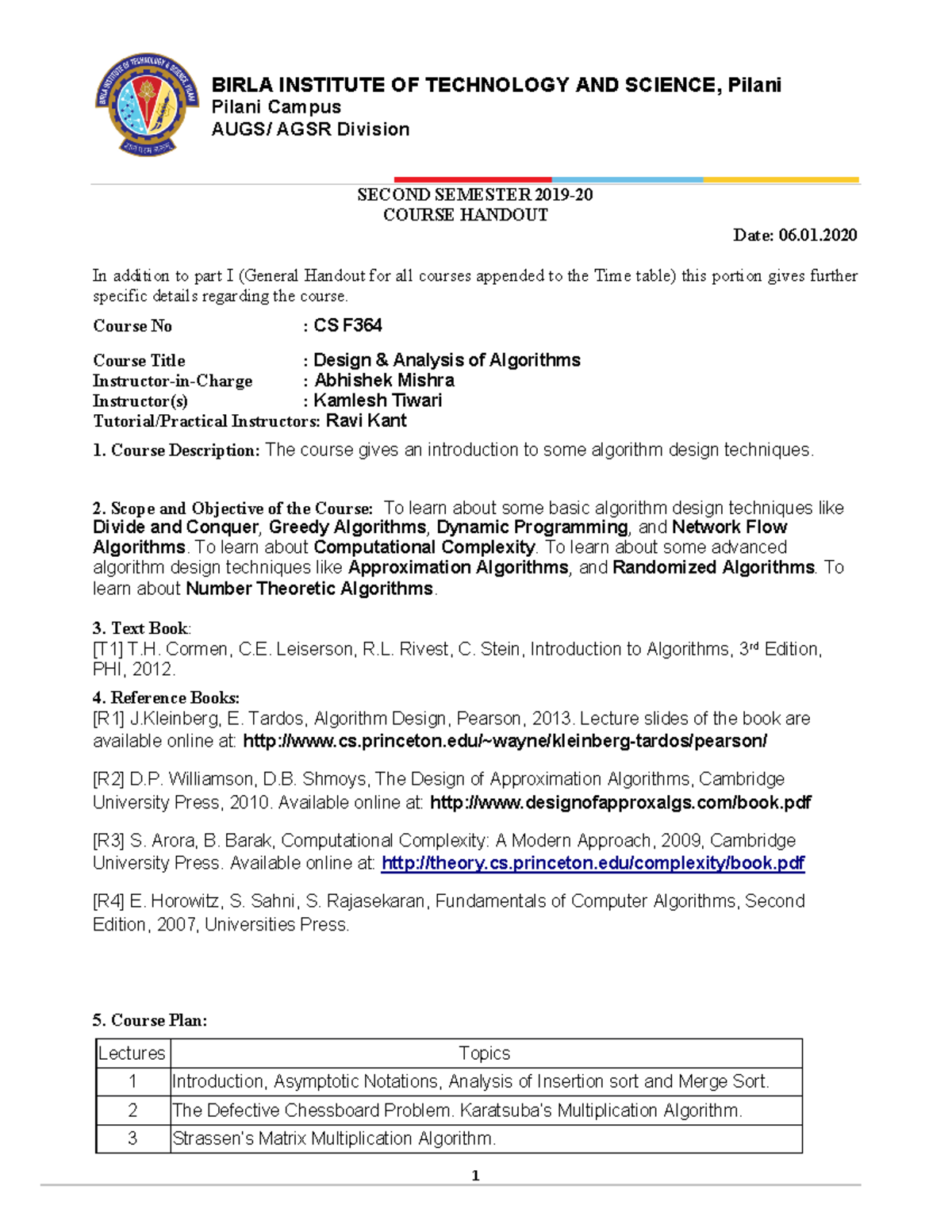 CS F364 1319 - course handout course handout course handout course ...