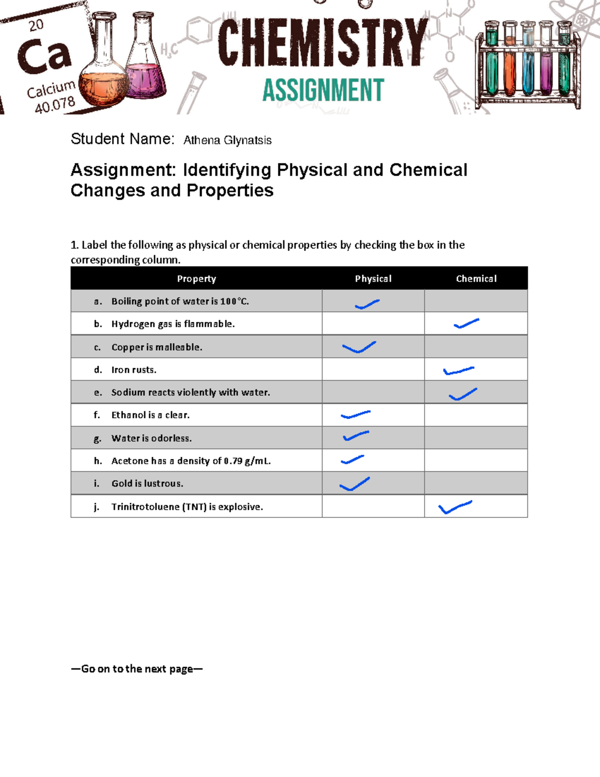 2.4 Identifying Physicaland Chemical Changesand Properties Assignment ...