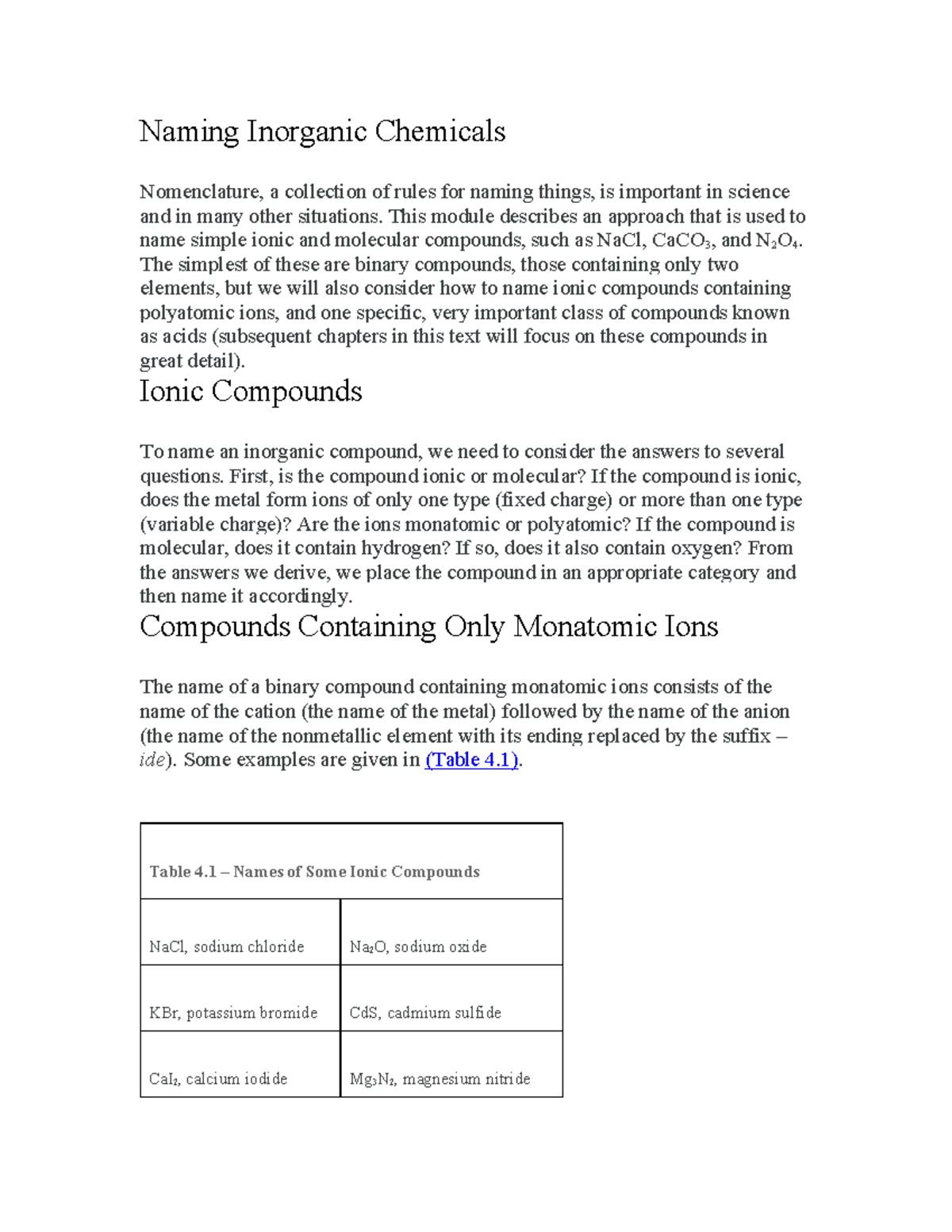Manual Naming Inorganic Chemicals - Naming Inorganic Chemicals ...