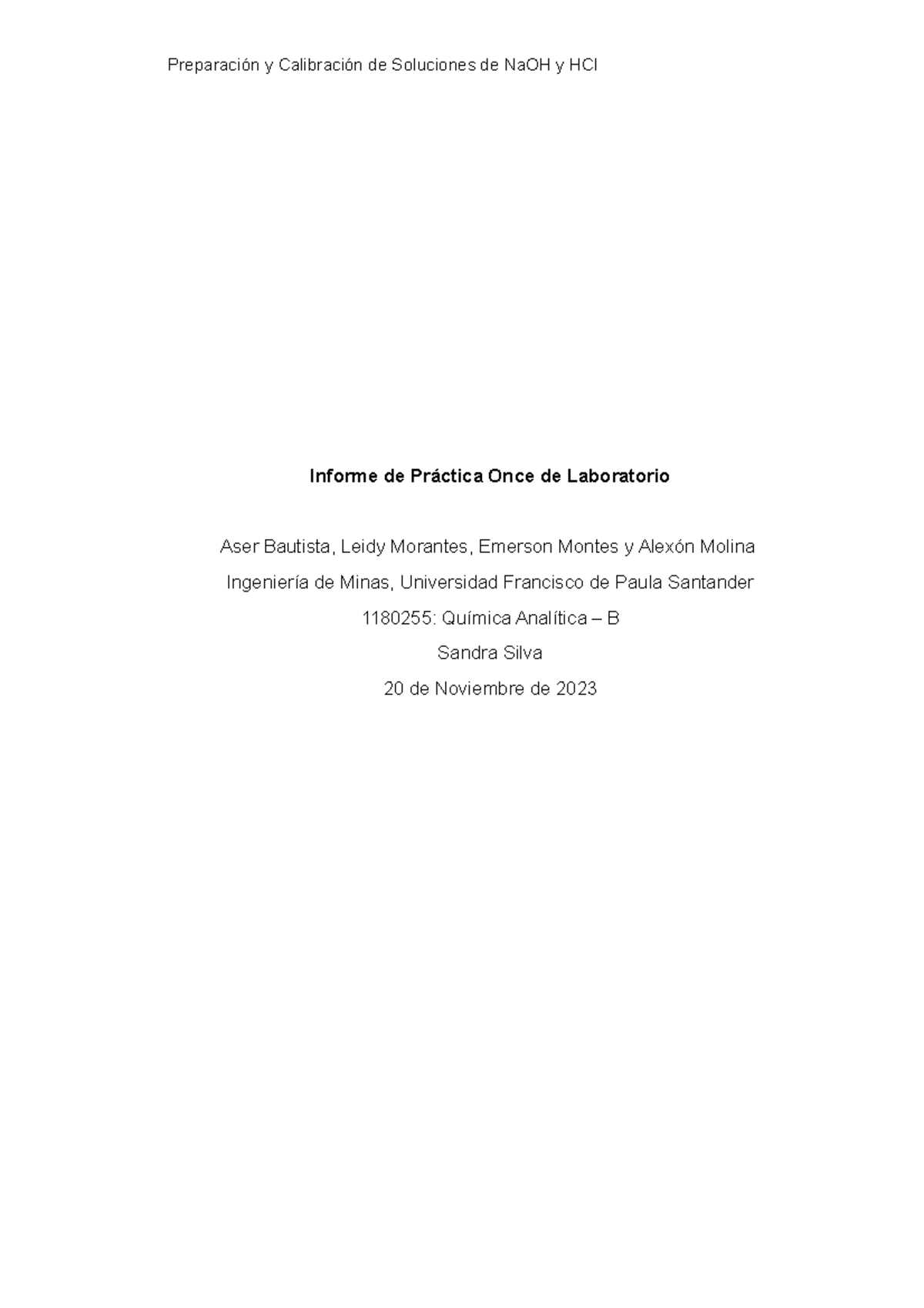 Informe De Práctica Once De Laboratorio Informe De Práctica Once De