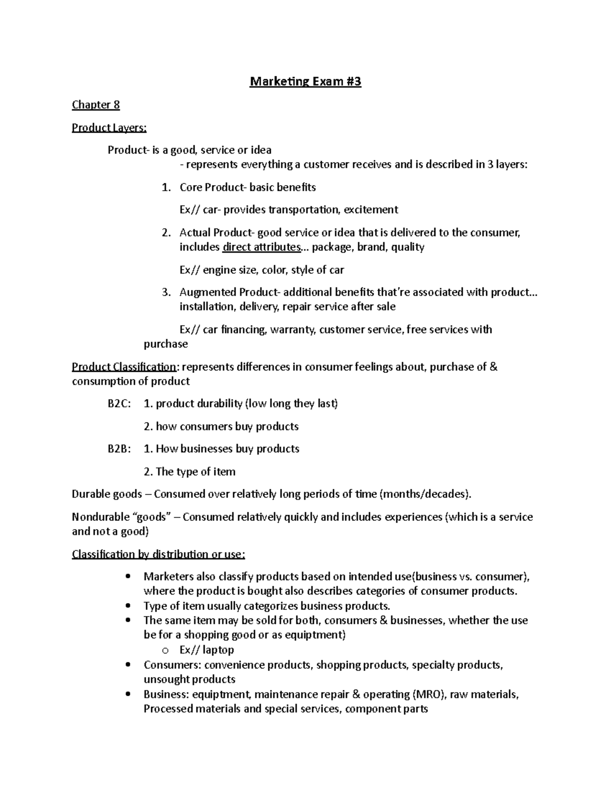 Marketing Study guide - Markeing Exam Chapter 8 Product Layers: Product ...