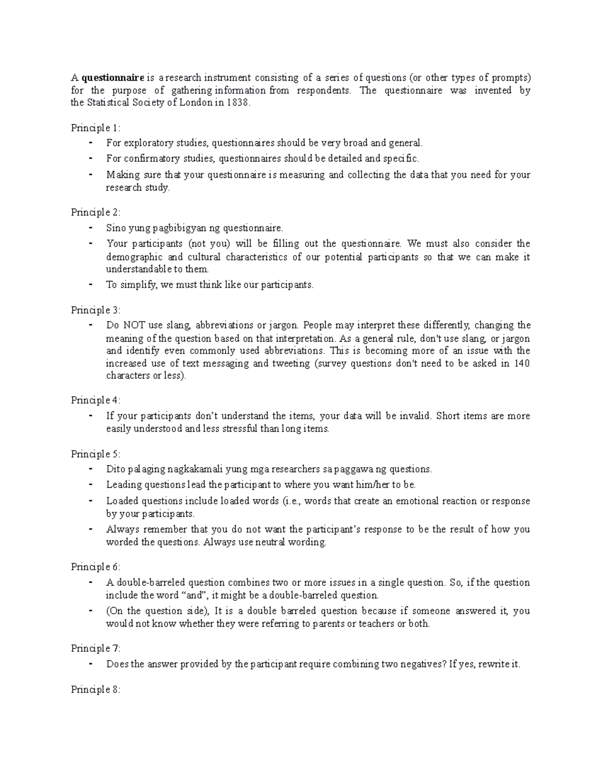 Questionnaire Construction - A questionnaire is a research instrument ...