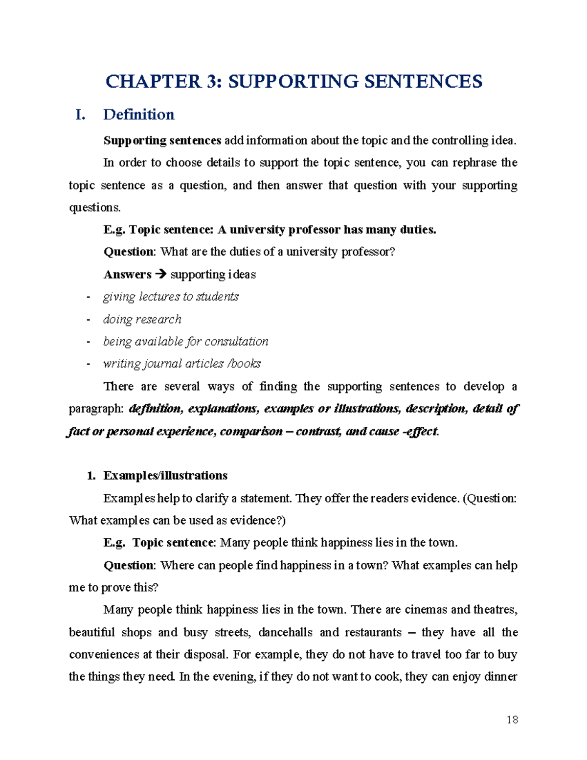 Supporting Sentences - Practice - CHAPTER 3: SUPPORTING SENTENCES I ...