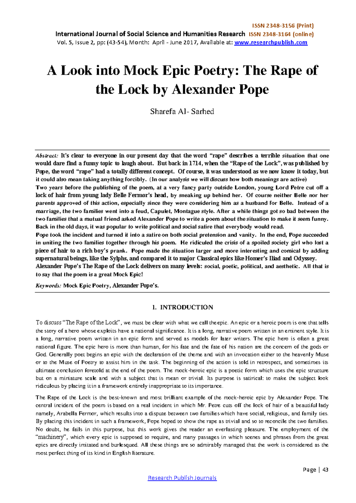 A Look into Mock Epic Poetry-4468 - International Journal of Social ...