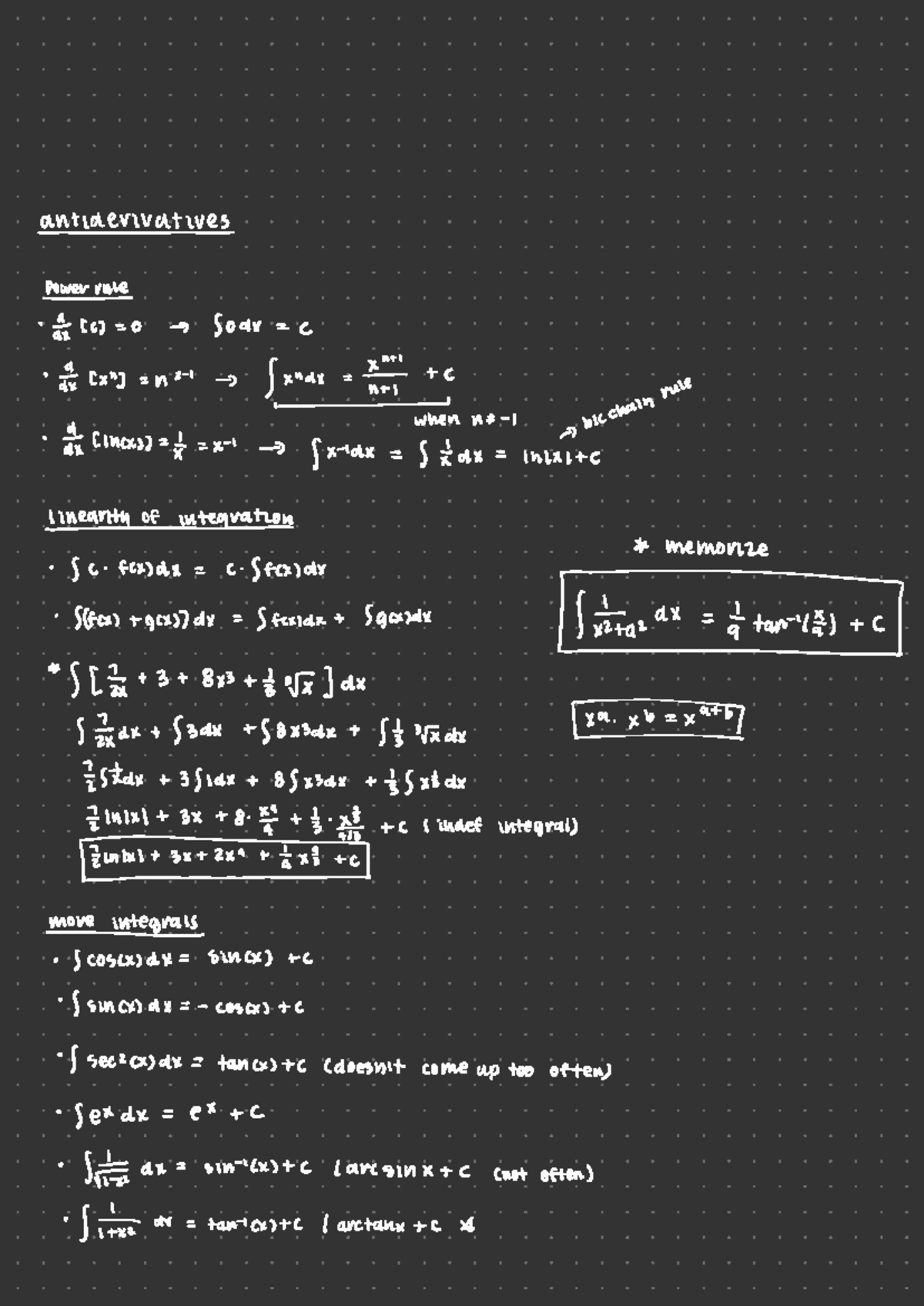 Calculus 2 Lecture 1 Notes - antidevivatwespowevvu [ c) = 0 → Sodx = C ...