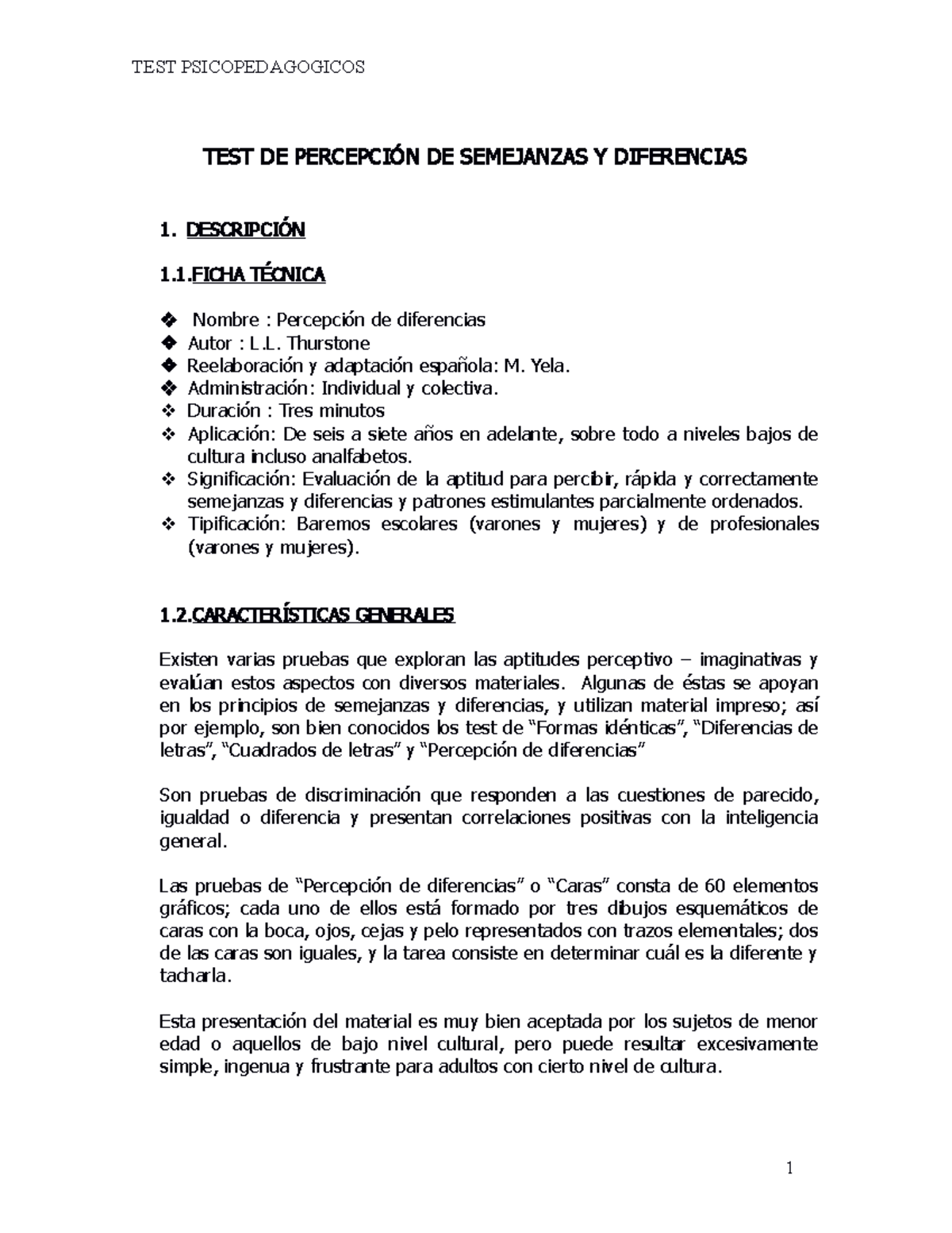 Test-caras - test para medir la atencion - TEST DE PERCEPCIÓN DE ...