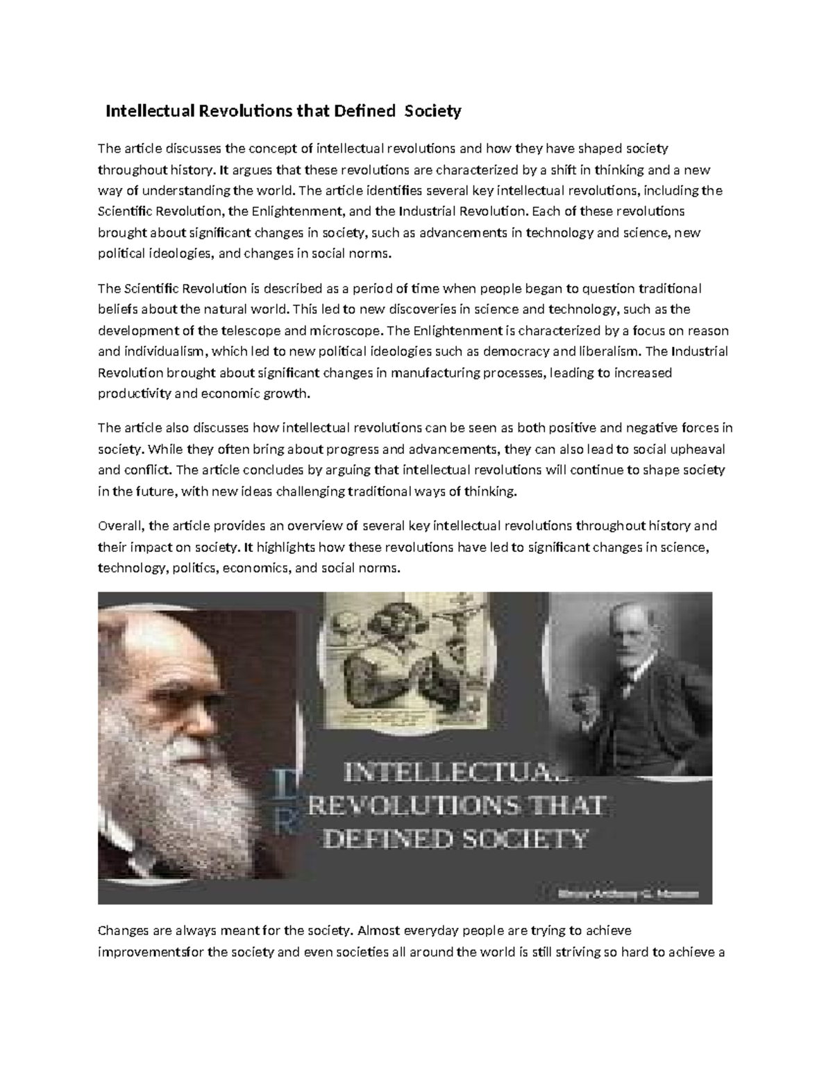 Intellectual Revolutions that Defined Society - It argues that these ...