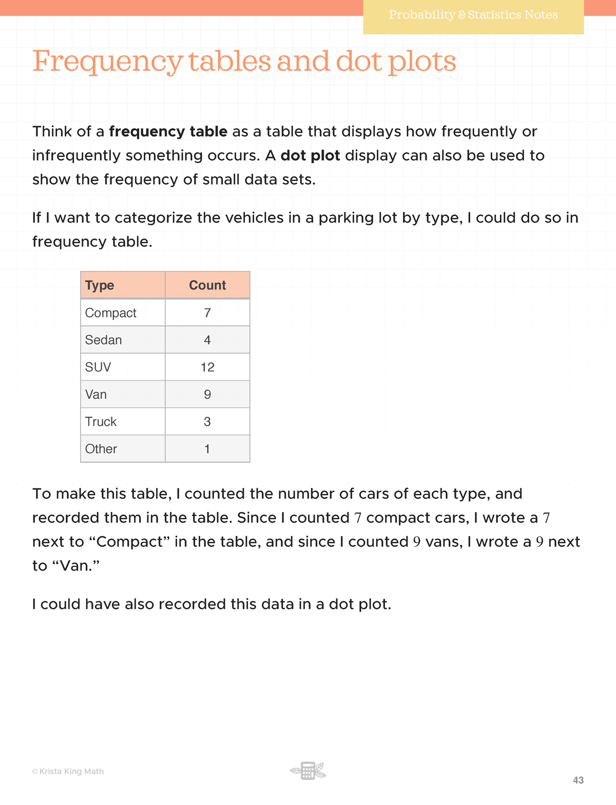 06 Frequency tables and dot plots - Frequency tables and dot plots ...