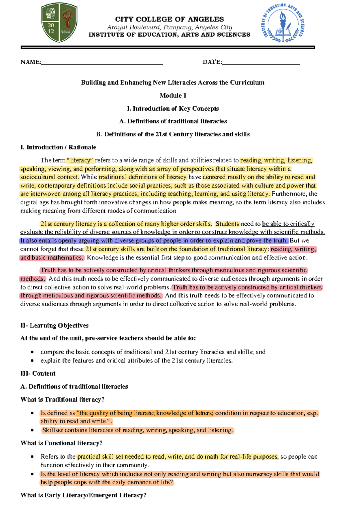 Final Module 1 Building and Enhancing New Literacies Across the ...