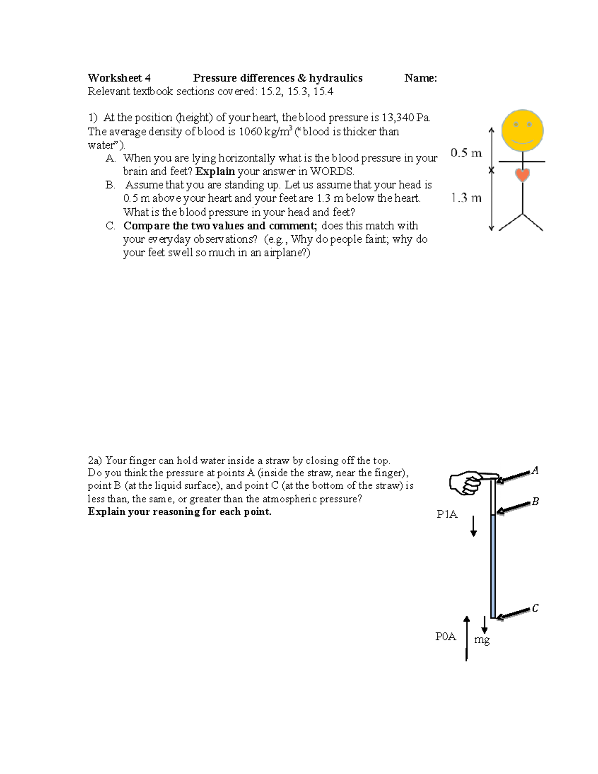 Worksheet-04 - worksheet4 - Worksheet 4 Pressure differences ...