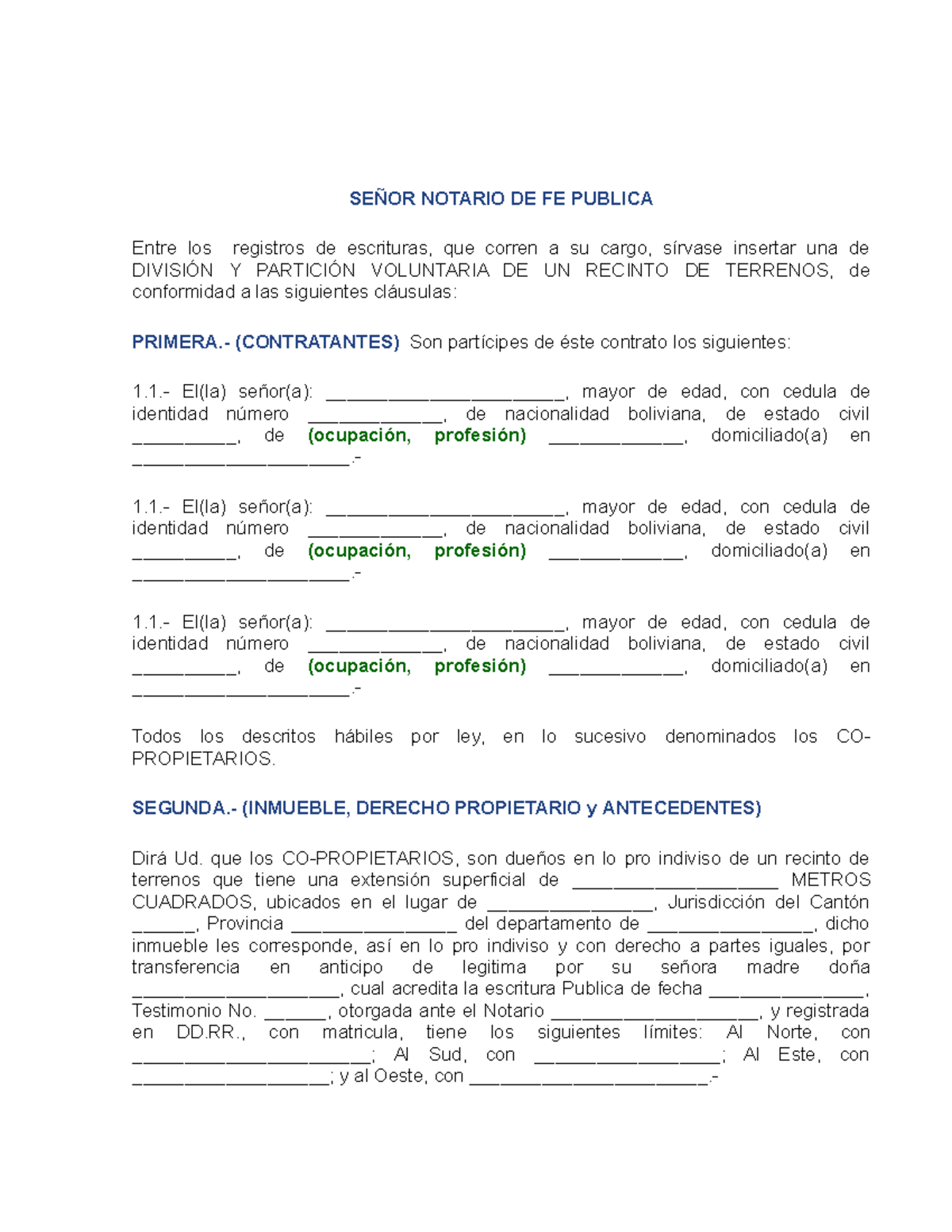 Veinm 4 - Apuntes 3 DIVISIÓN Y PARTICIÓN VOLUNTARIA DE UN RECINTO DE ...