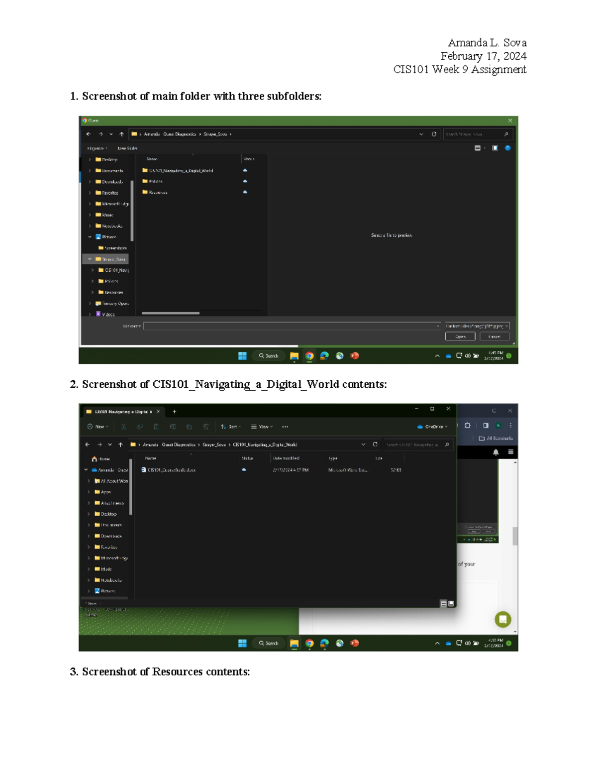 CIS Week9A - notes - CIS 101 - Amanda L. Sova February 17, 2024 CIS101 ...
