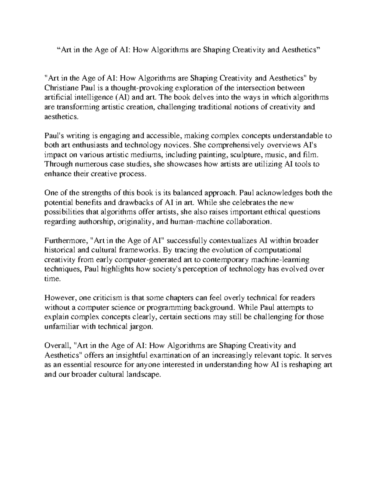 Art in the Age of AI: How Algorithms are Shaping Creativity and ...