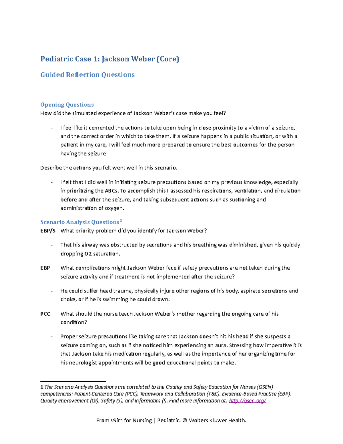 Pediatric Case 01 Jackson Weber Core GRQ - Pediatric Case 1: Jackson ...