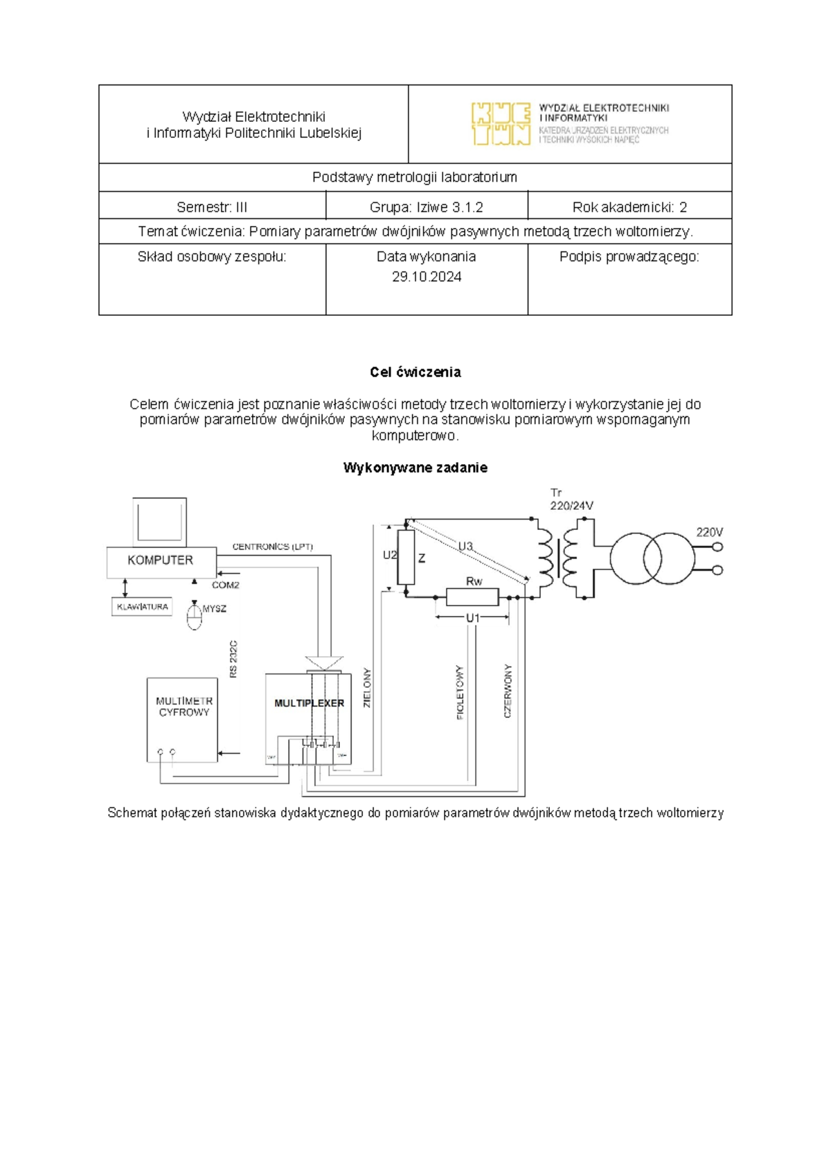 Sprawozdanie-Pomiary parametrów dwójników pasywnych metodą trzech ...