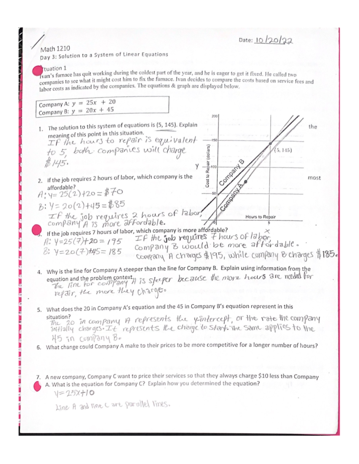 Day 3 Solution to a System of Linear Equationspage 1 - MATH 1310 - Studocu