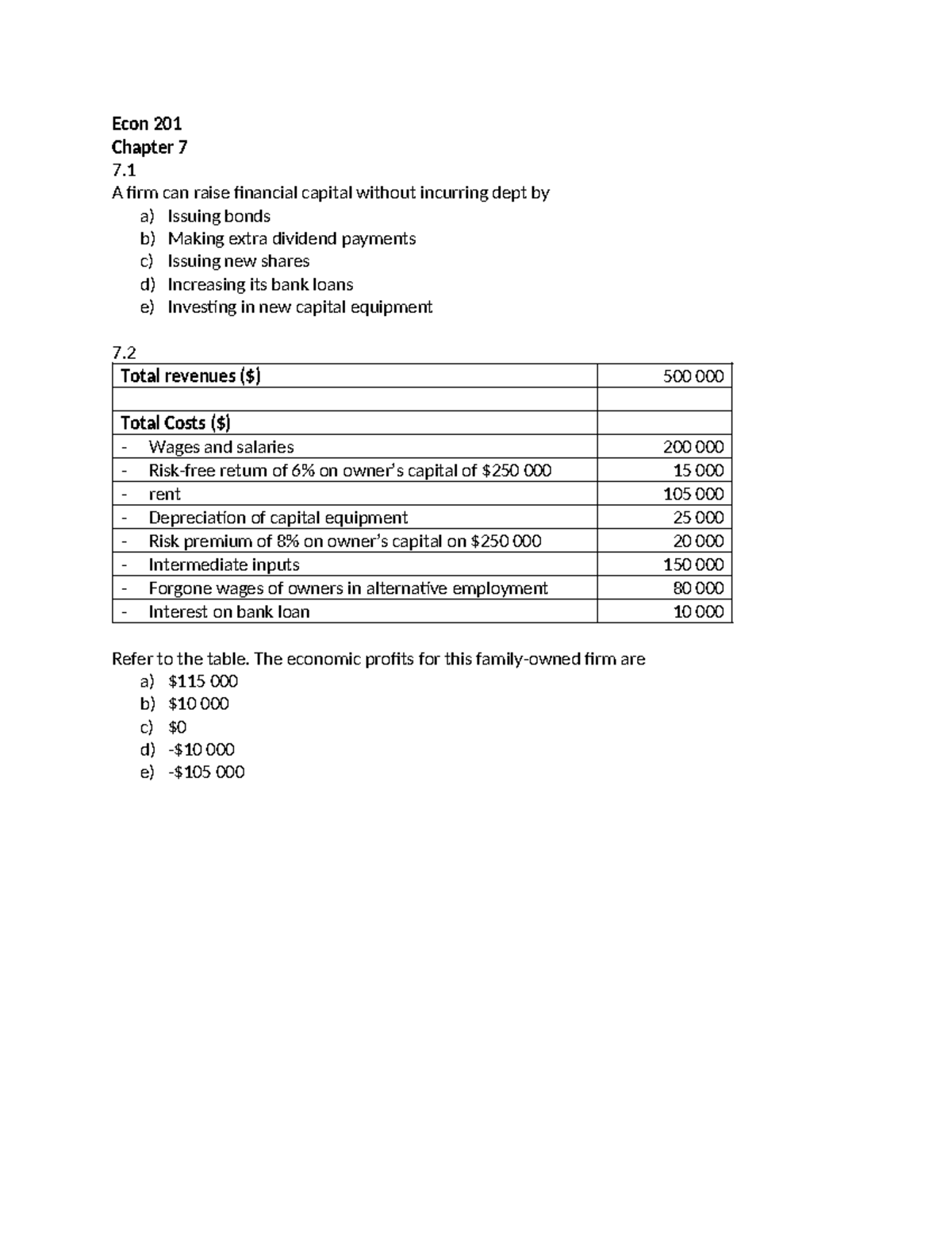 Chapter 7 practice question - Econ 201 Chapter 7 7. A firm can raise financial capital without ...