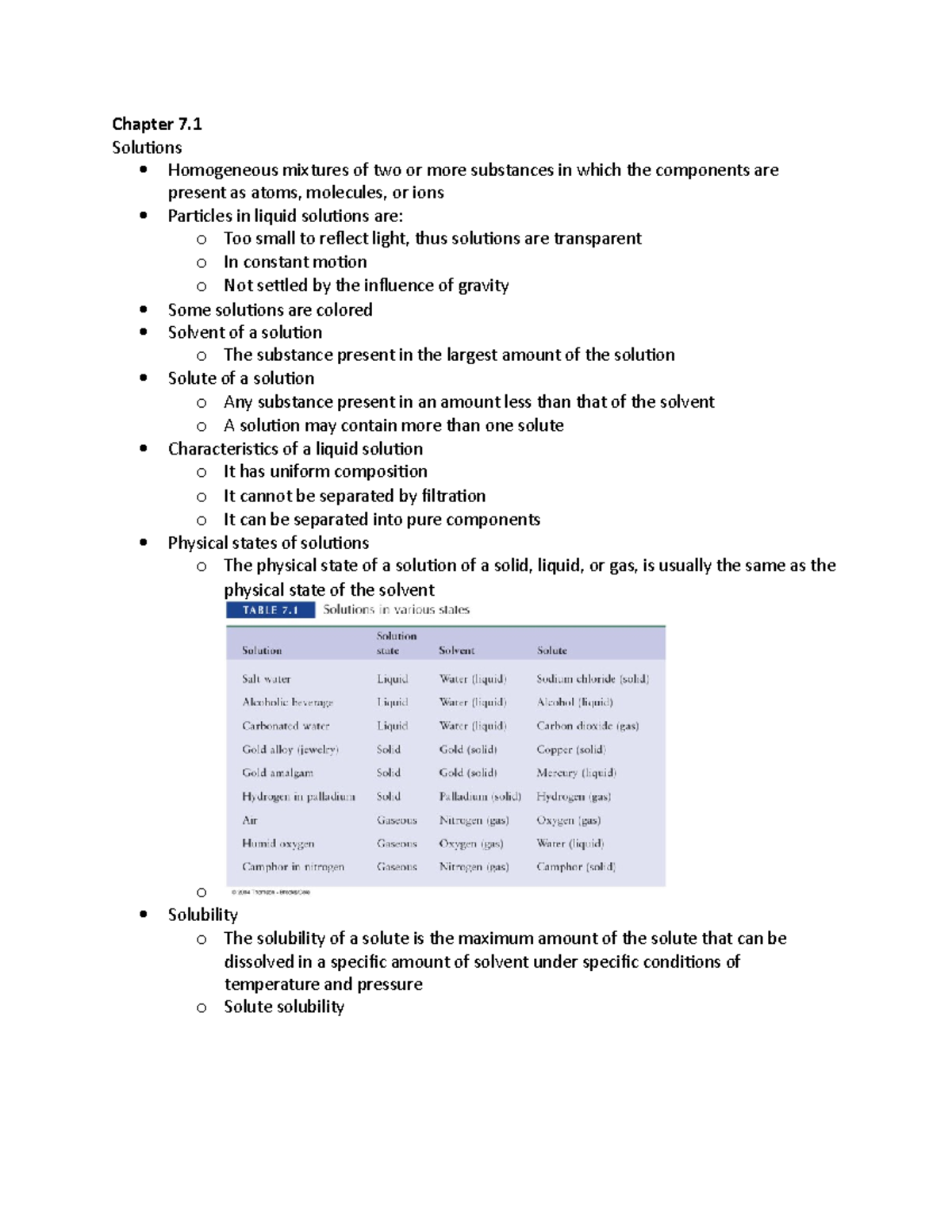 CHM 103 Chapter 7 - Solutions. Professor George Dombi. - Chapter 7. Solutions Homogeneous ...