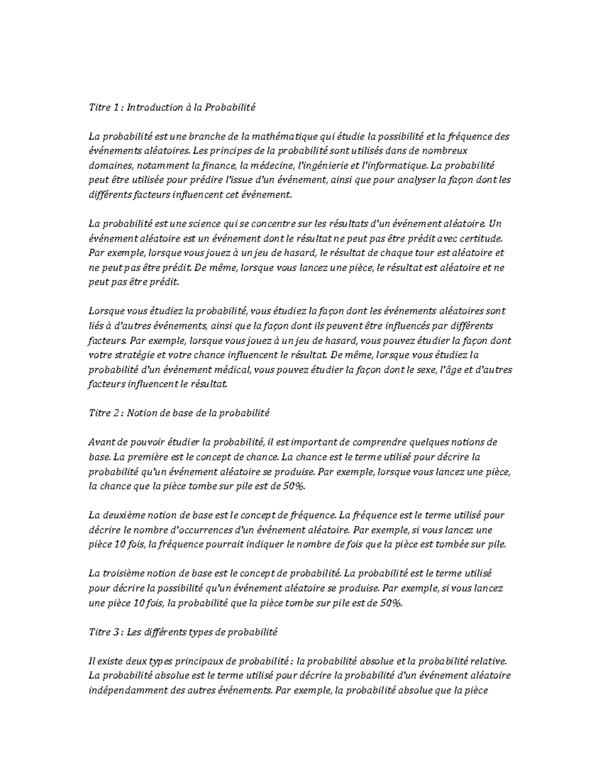 Probability Study Notes - Titre 1 : Introduction à la Probabilité La ...