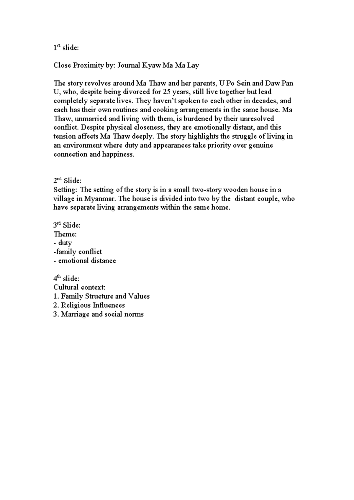 Script asean - 1 st slide: Close Proximity by: Journal Kyaw Ma Ma Lay ...