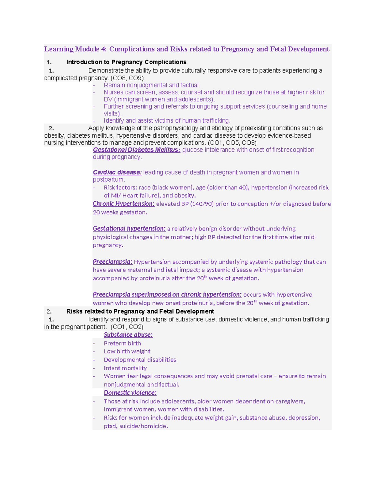 Ob exam 2 objectives 2023-12-12 17 44 45 - Learning Module 4 ...