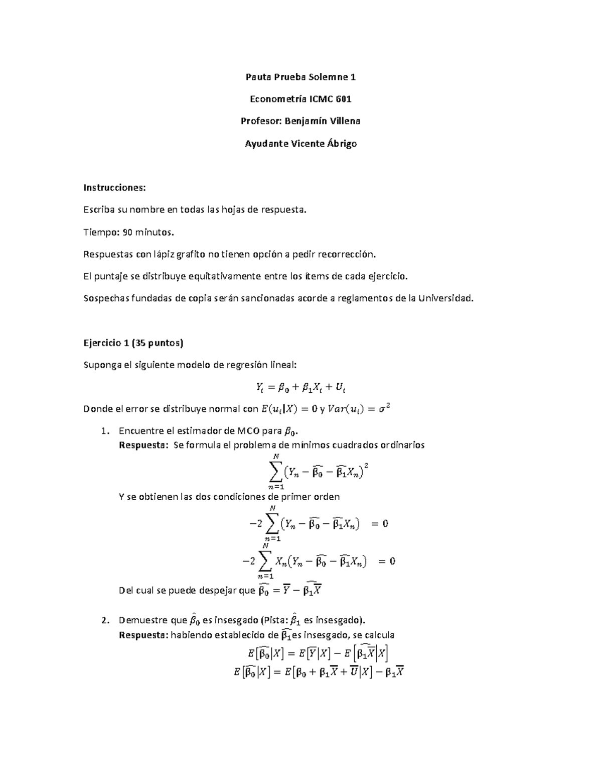 Pauta solemne 1 2022 1 - ewweewe - Pauta Prueba Solemne 1 Econometría ICMC 601 Profesor ...