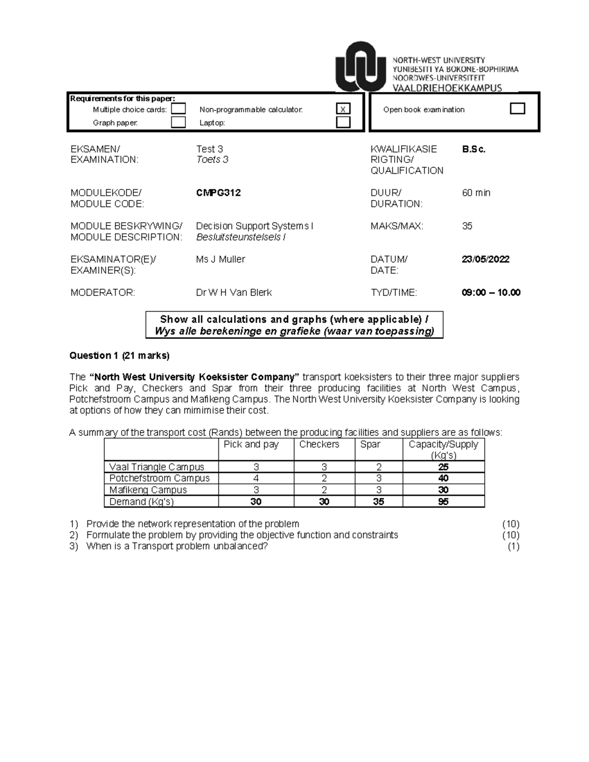 Test 1 memo - 5 August 2022 - Requirements for this paper: Multiple ...