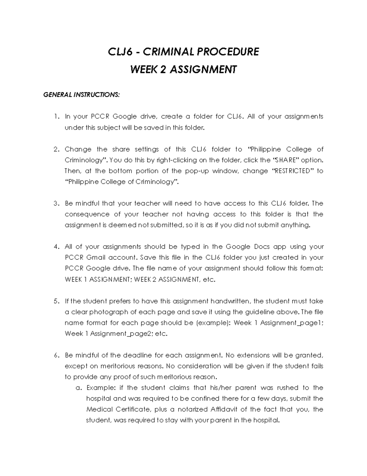 CLJ6 - week 2 assignment evidence and - CLJ6 - CRIMINAL PROCEDURE WEEK ...