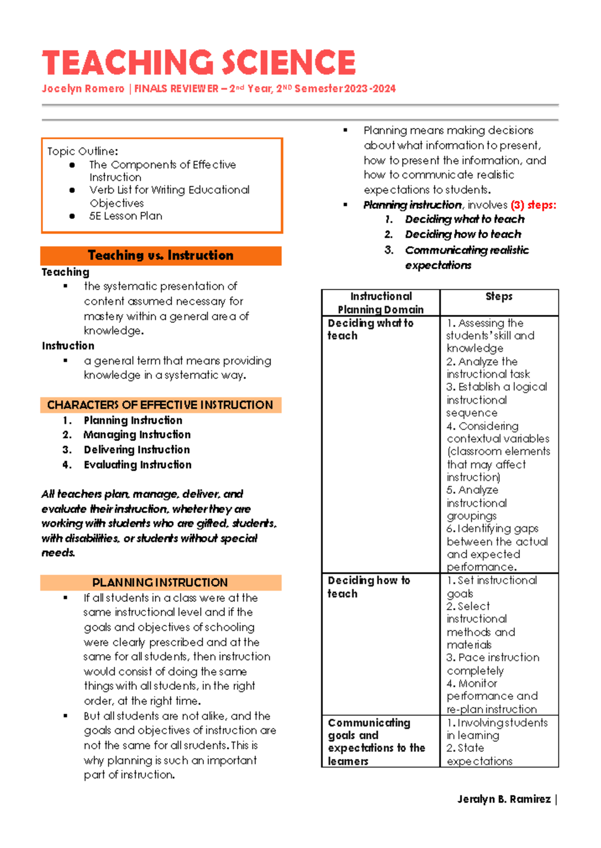 Finals Science Reviewer - Jocelyn Romero |FINALS REVIEWER – 2 nd Year ...
