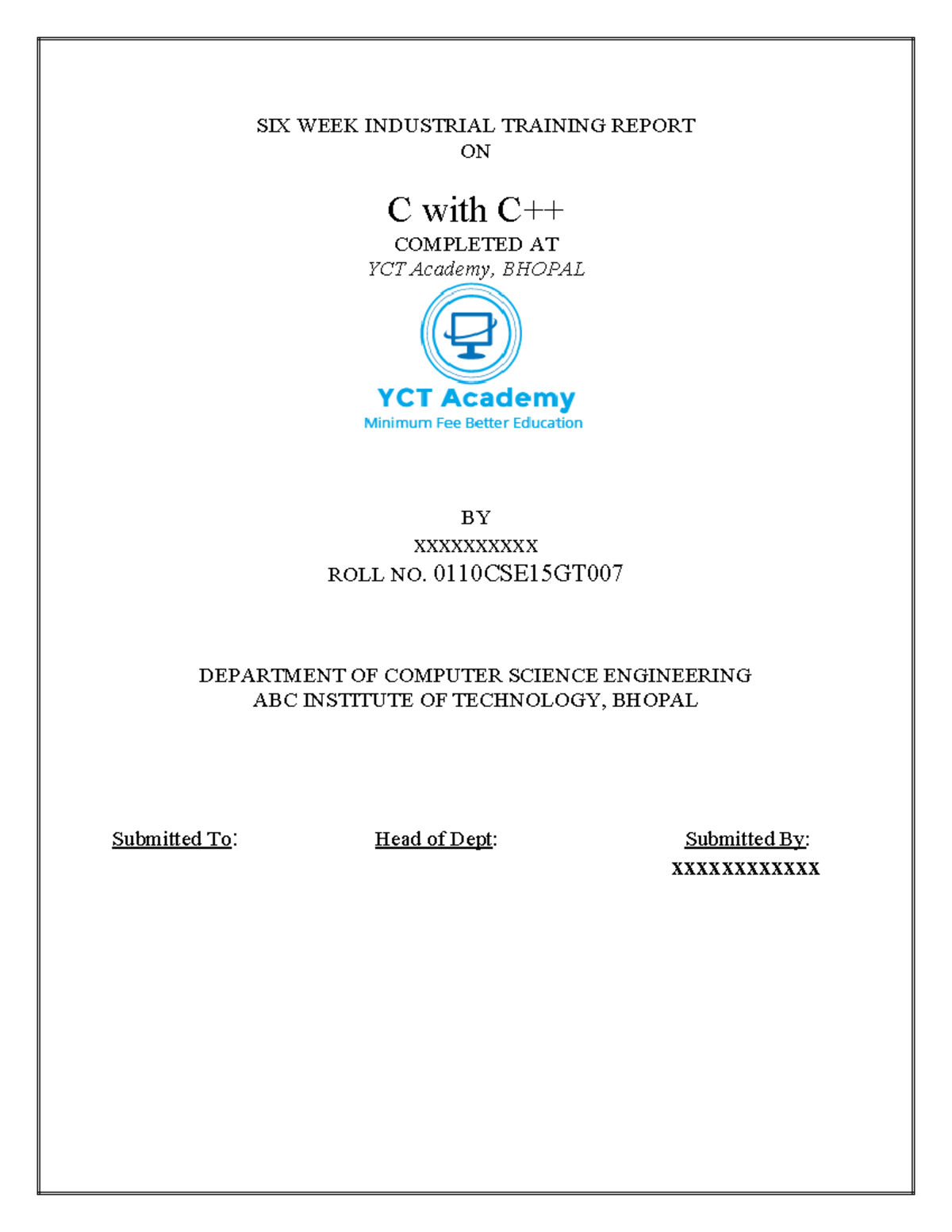 621370836 1664651116711 C with C Training Report 40 pages - SIX WEEK INDUSTRIAL TRAINING REPORT ...