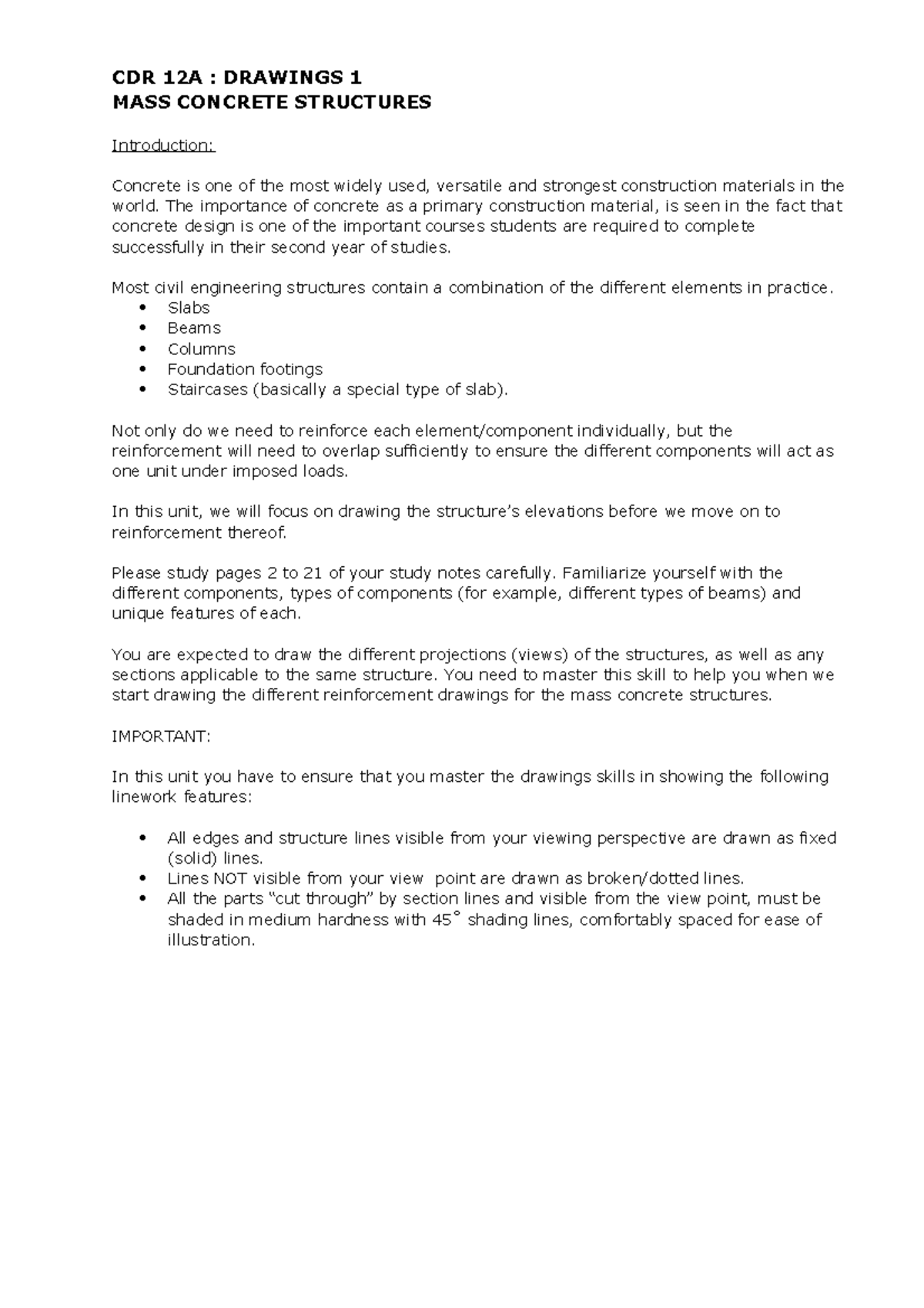 CDR Mass Concrete Structures - CDR 12A : DRAWINGS 1 MASS CONCRETE ...