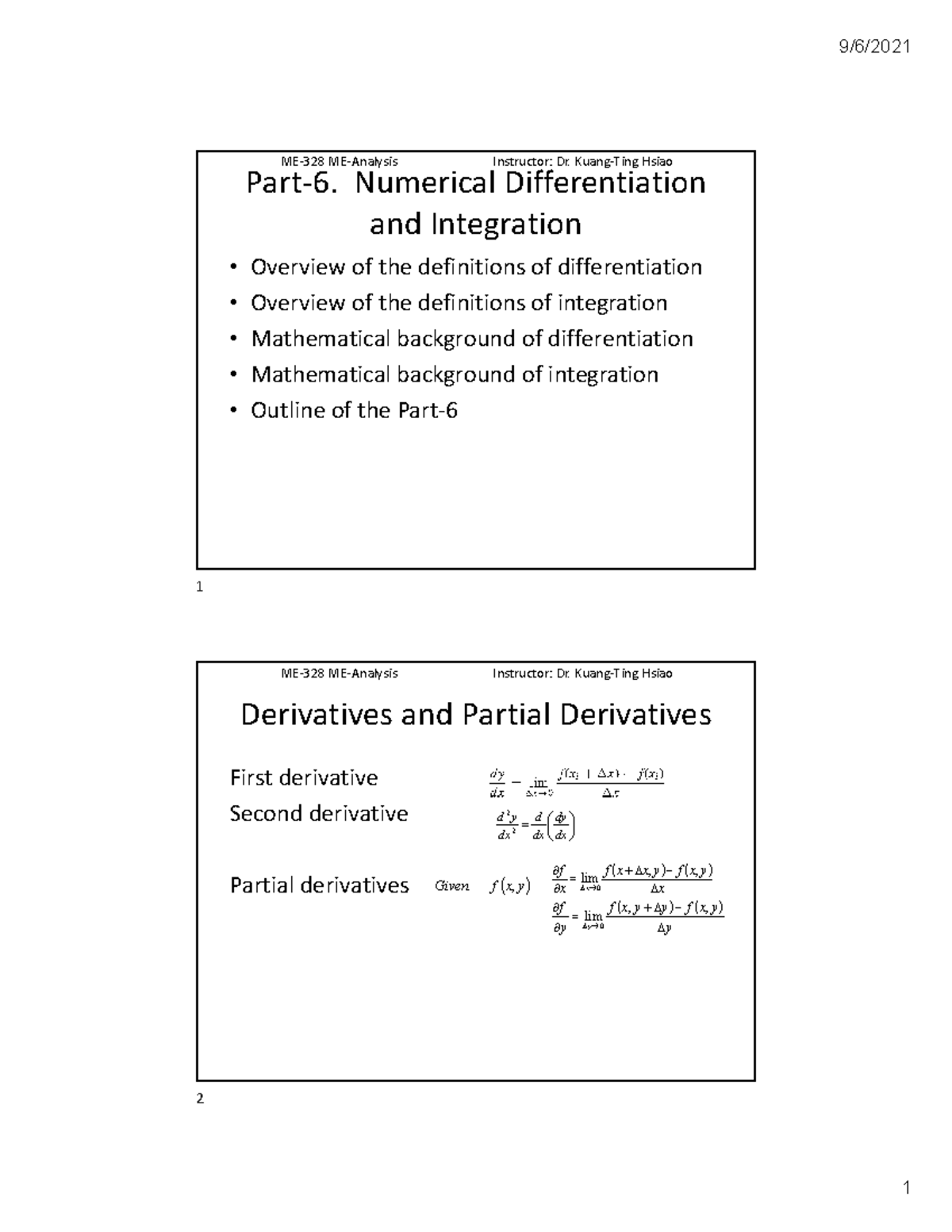 Part 6 - Numerical Differentiation and Integration, Derivatives and ...