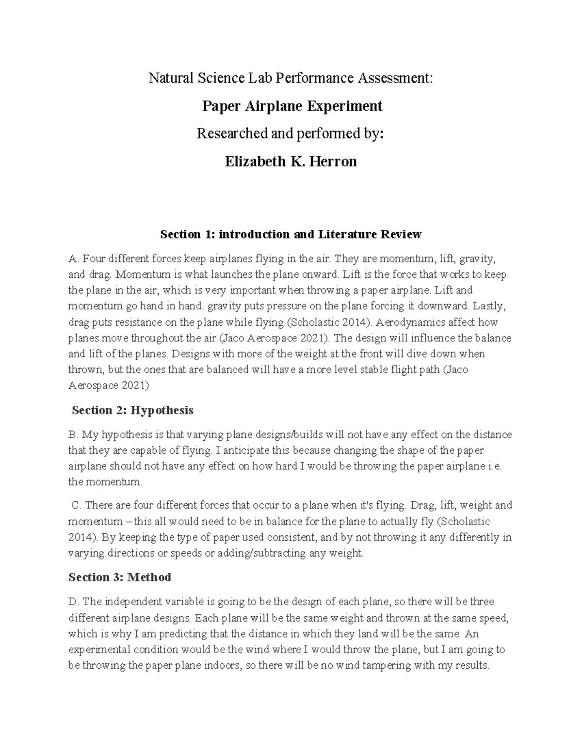 Natural Science Paper Plane Experiment - Copy - Natural Science Lab ...