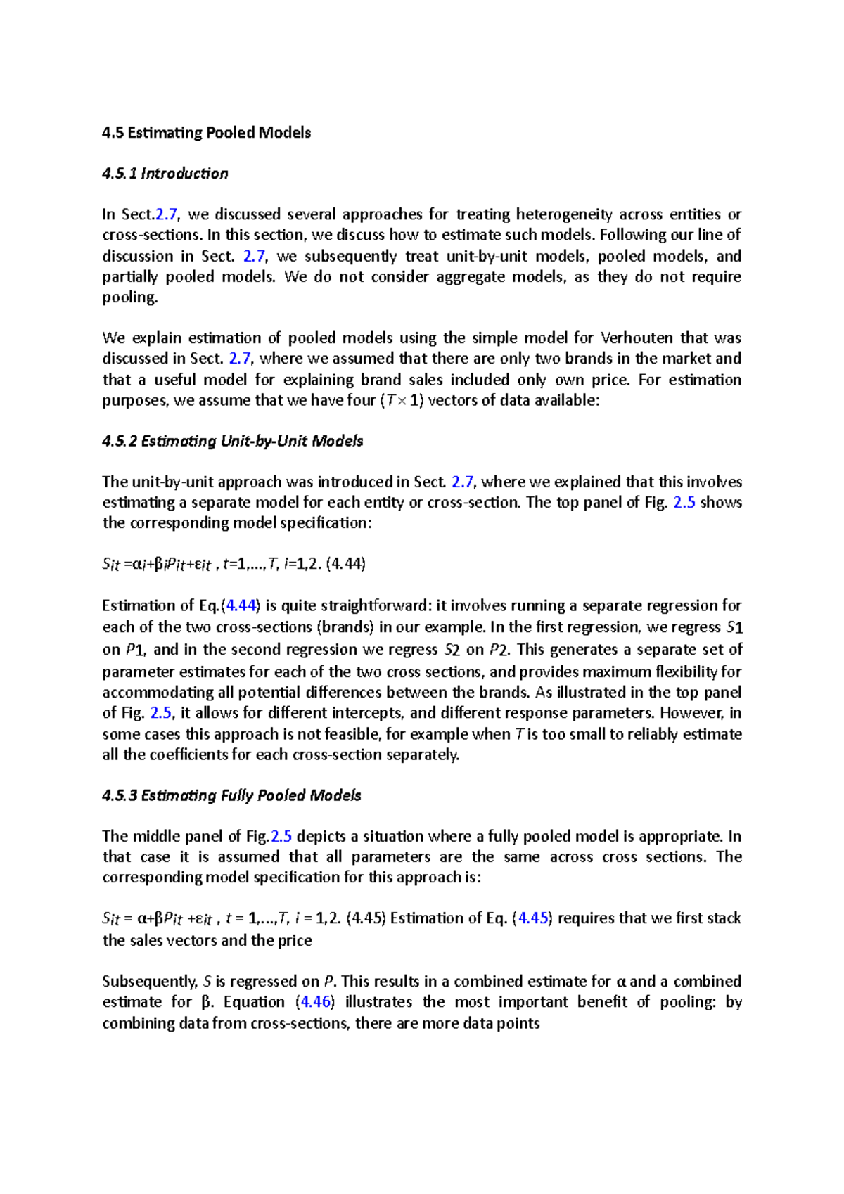 Notes-2 - MA L4 - 4 Estimating Pooled Models 4.5 Introduction In Sect.2 ...