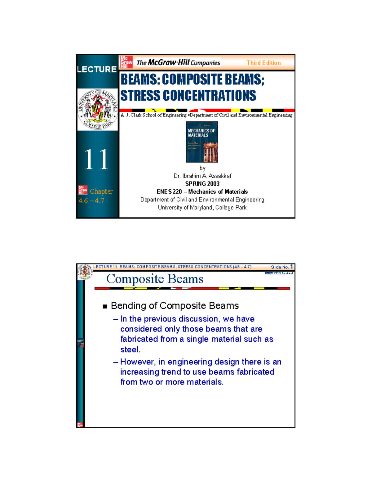 Lecture 11 composite beams - A. J. Clark School of Engineering Departm ...