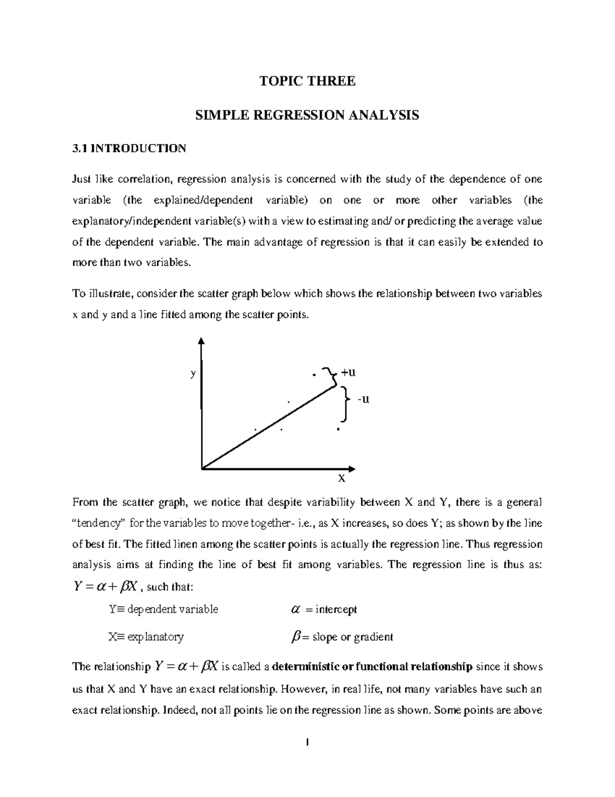 Topic 3 Simple Regression Analysis - TOPIC THREE SIMPLE REGRESSION ANALYSIS 3 INTRODUCTION Just ...