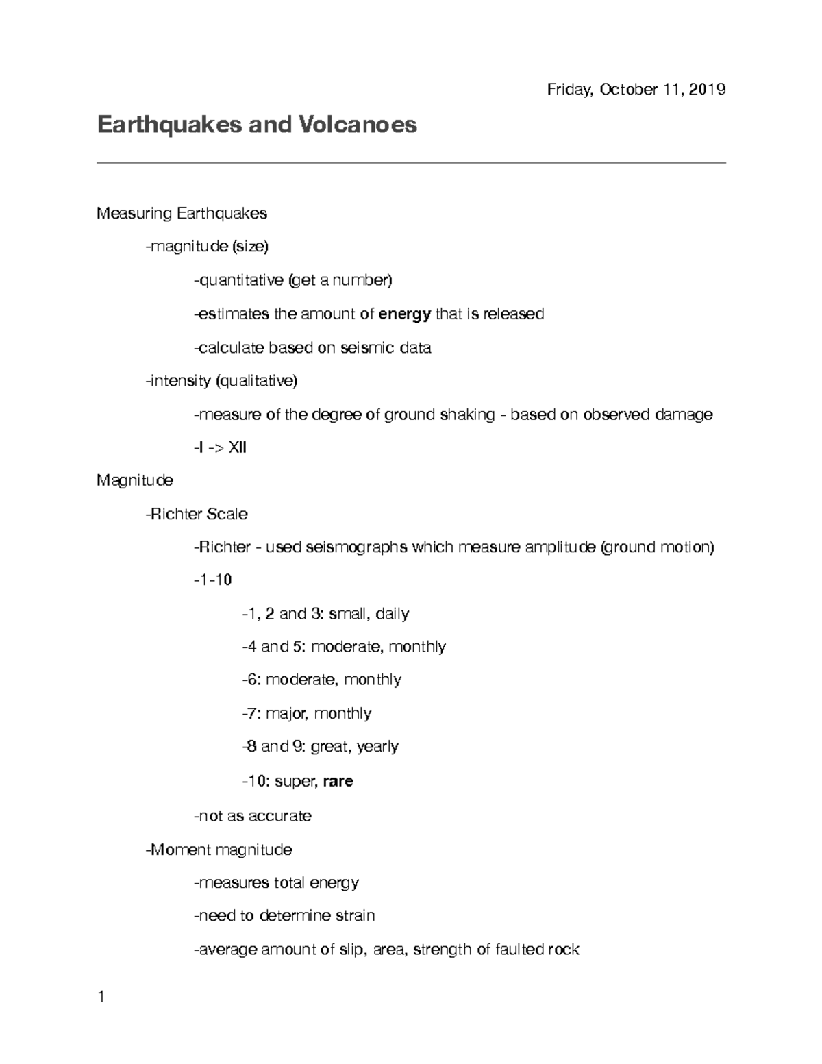 Earthquakes and Volcanoes Notes 10/11 - Friday, October 11, 2019 ...