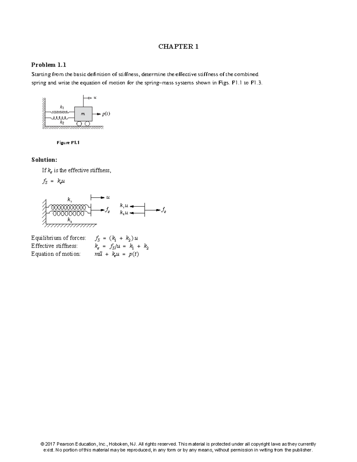 CHOPRA SOLUTIONS - CHAPTER 1 ####### Problem 1. If ke is the effective stiffness, f S = k ue f S ...
