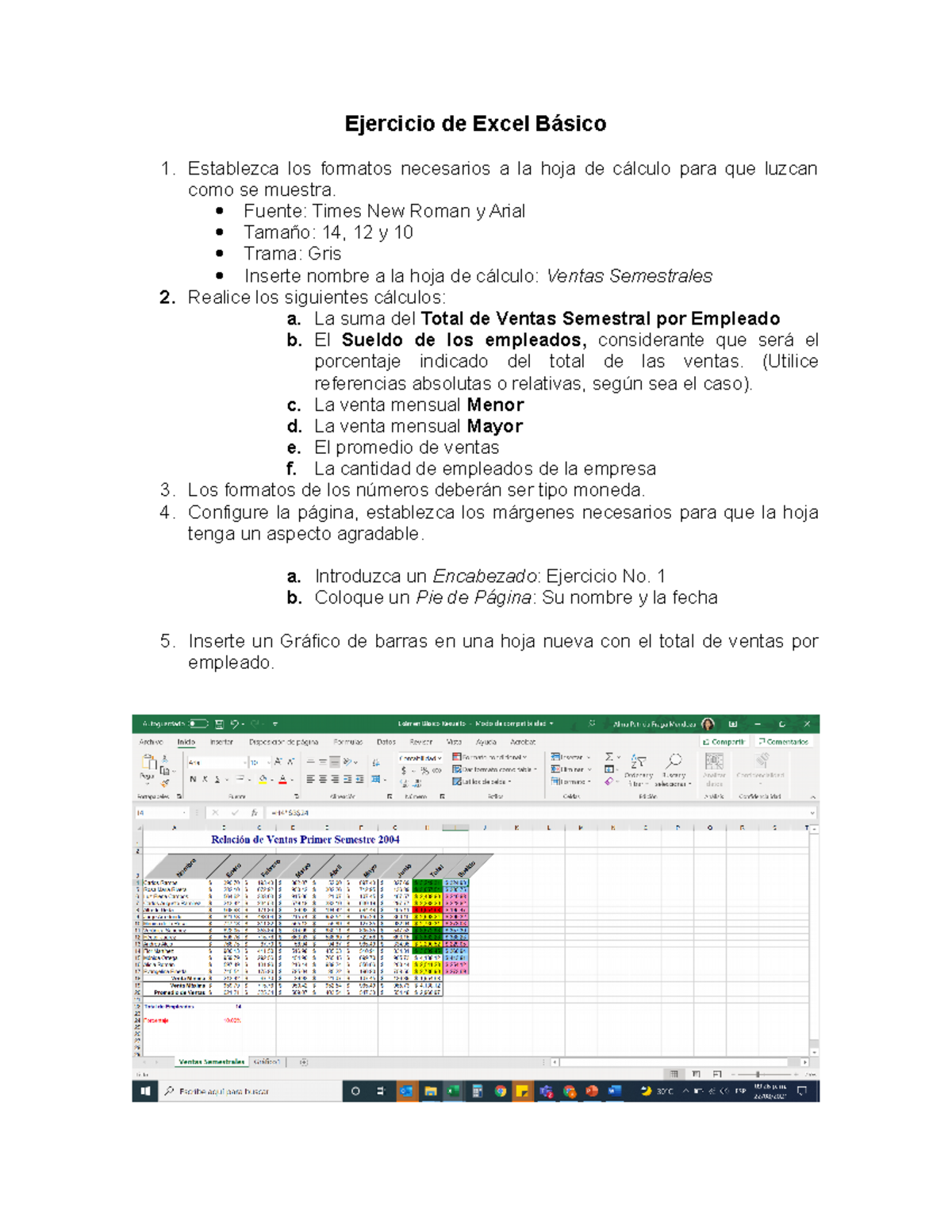 Practica Excel - Math - Ejercicio de Excel Básico Establezca los ...